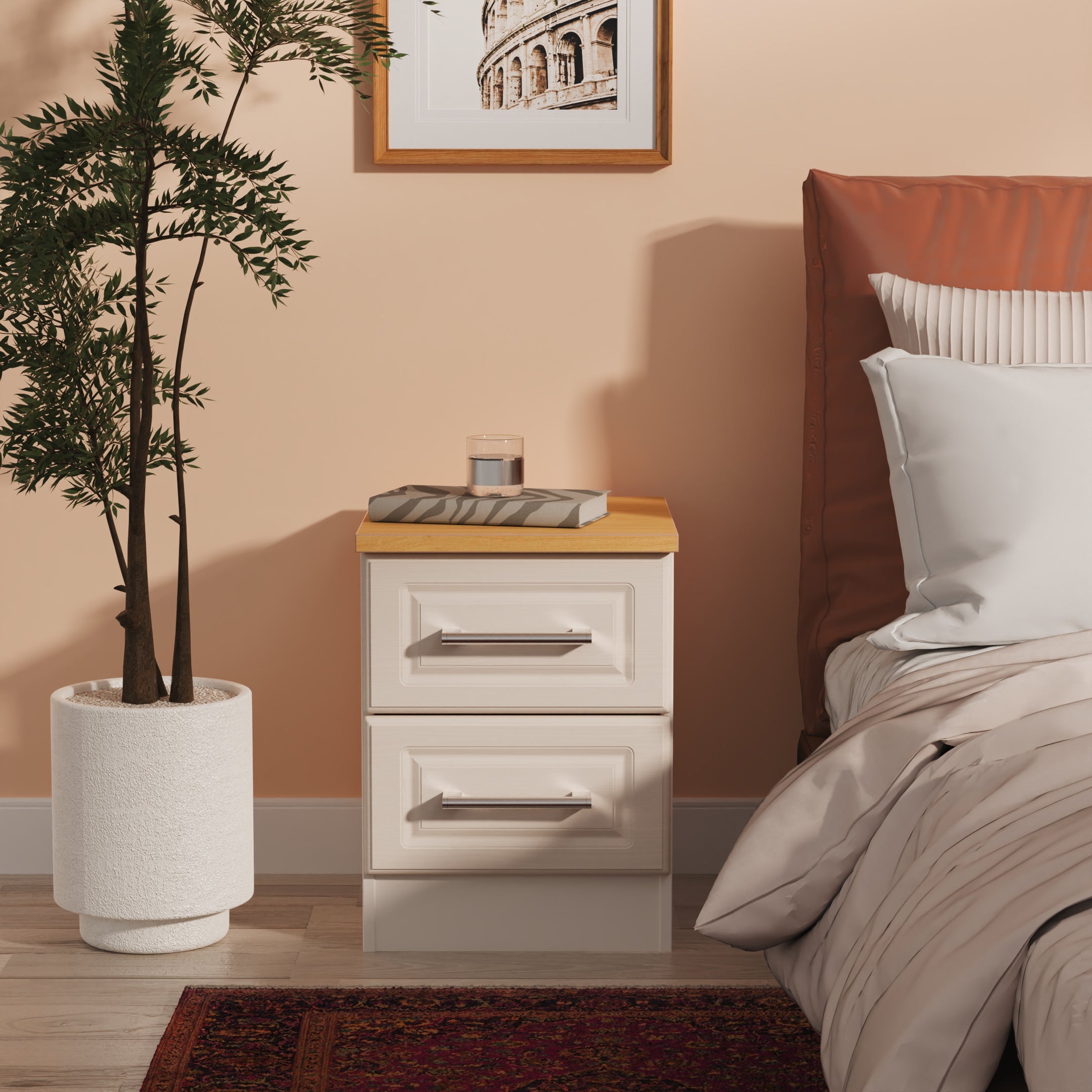 Kent Bedside Table Off-White 2 Drawers 51cm only 154.0 – Quality Discounts