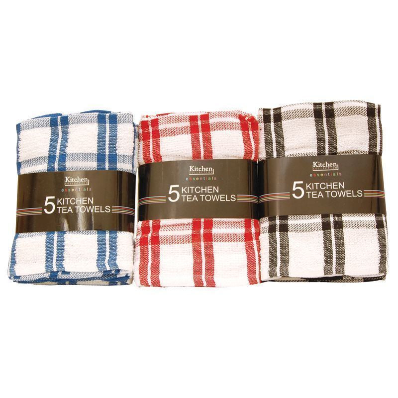 Cooksmart 5 Pack Kitchen Tea Towels - Red & White only 3.99 – Quality ...