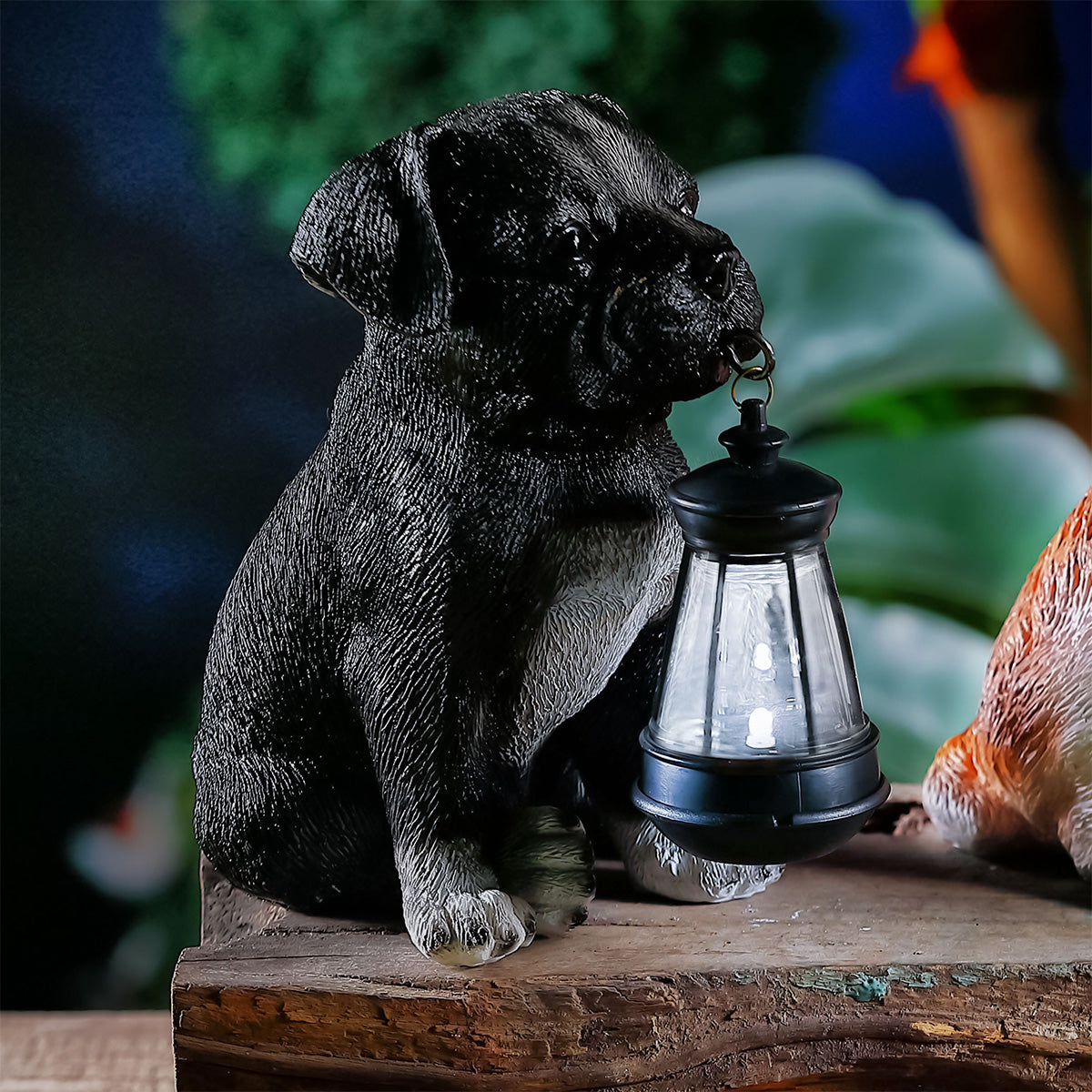 Solar Dog Garden Lantern Decoration Black Labrador Puppy - 15cm By ...