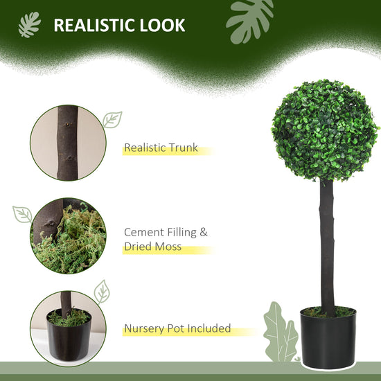 Set of 2 Artificial Plants Boxwood Ball Trees in Pot Fake Plants for ...