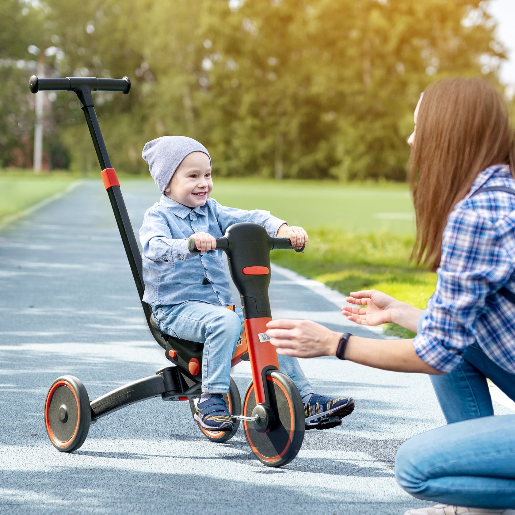 4-In-1 Tricycle For Kids Baby Trike With Adjustable Push Handle ...