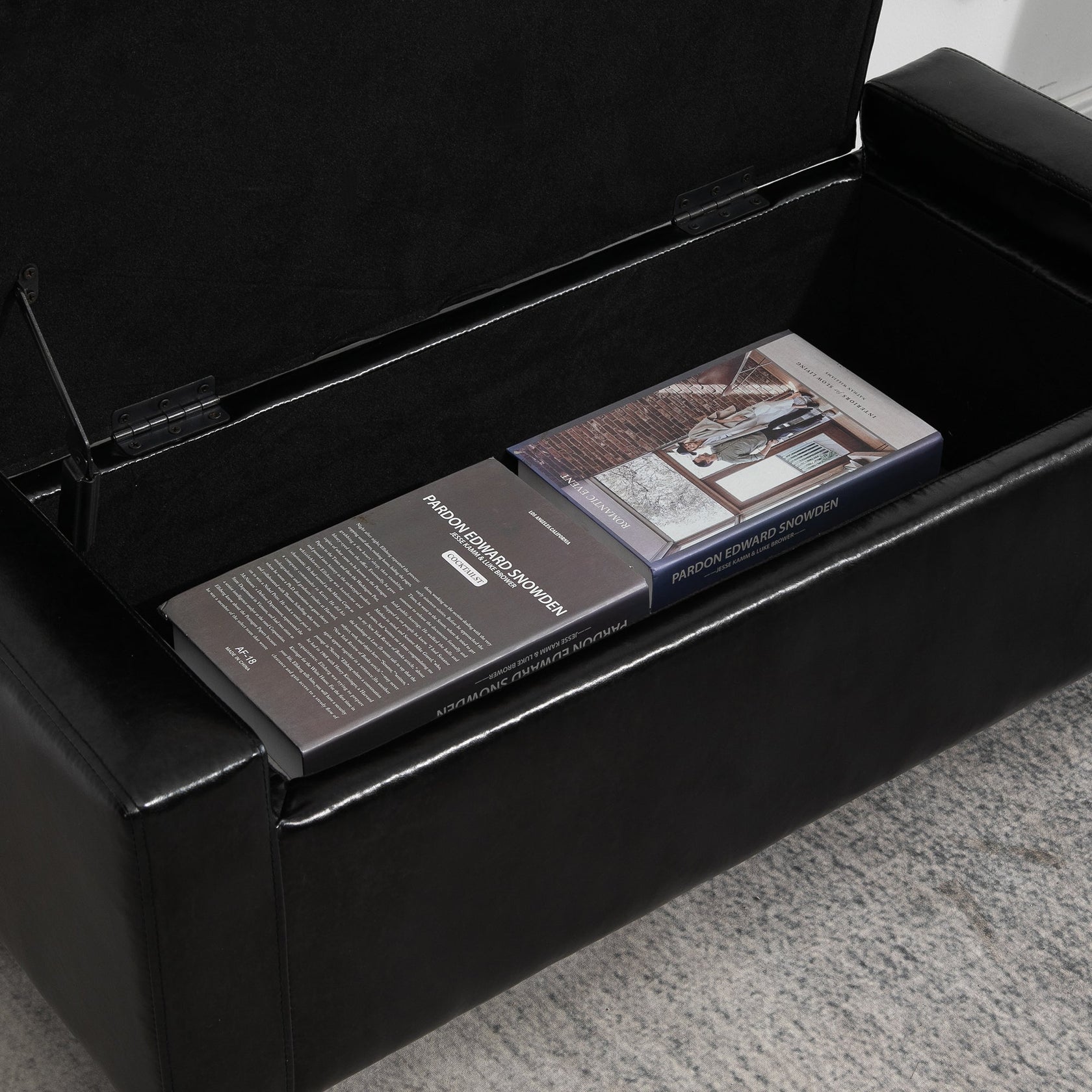 Homcom PU Leather Storage Ottoman Bench Storage Chest Tufted Ottoman ...