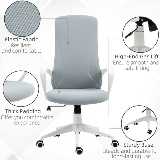 Vinsetto High Back Office Chair Fabric Desk Chair With Armrests ...