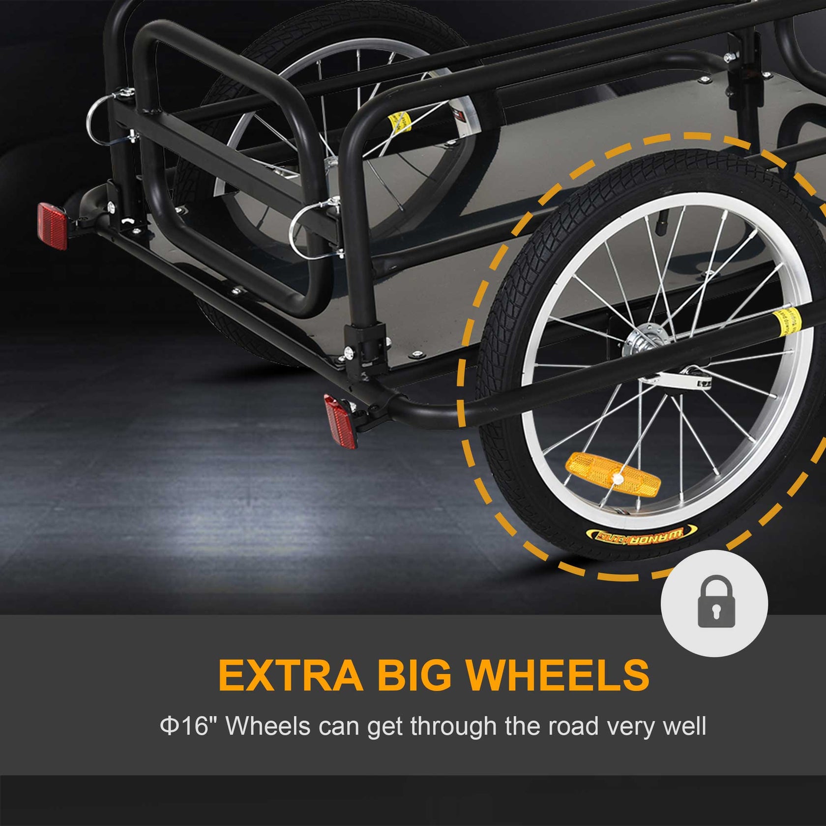 Bike Cargo Trailer in Steel Frame Extra Bicycle Storage Carrier with ...