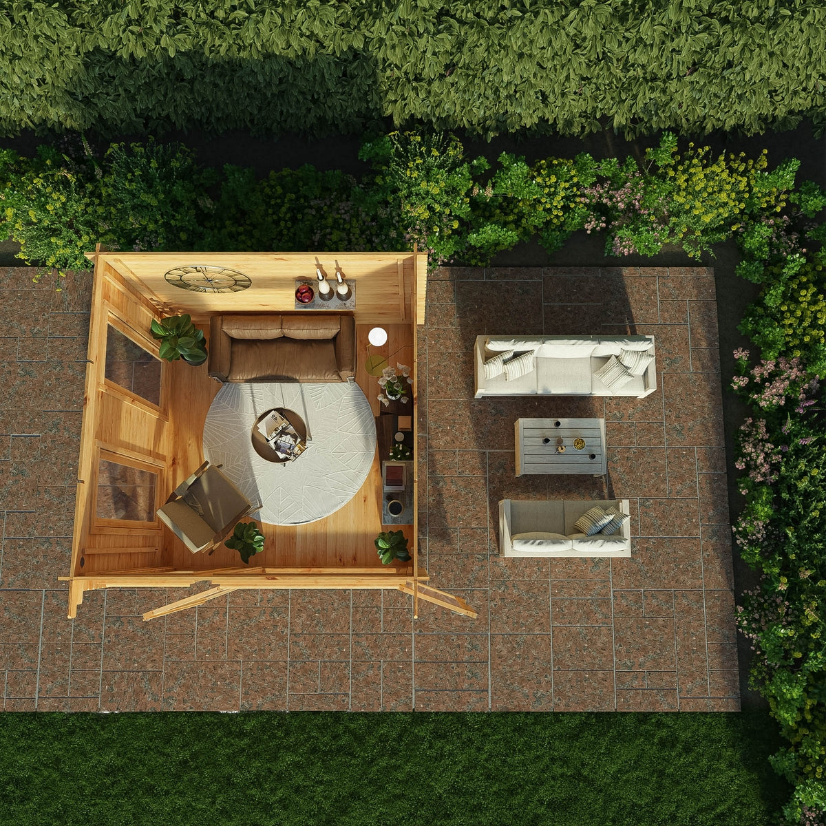 Mercia Studio 10' 11" x 9' 11" Pent Log Cabin - Premium 28mm Cladding ...