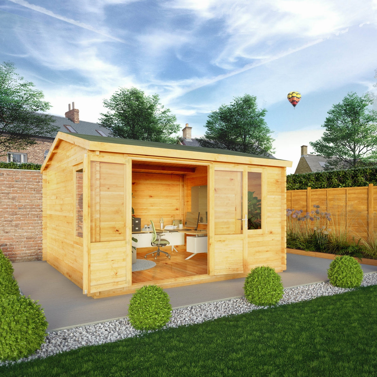 Mercia Elite 13' 7" x 13' 2" Apex Log Cabin - Premium 28mm Cladding ...