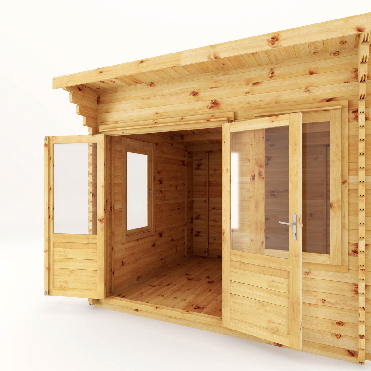 Mercia Helios 11' 5" x 10' Curved Log Cabin - Premium 44mm Cladding ...