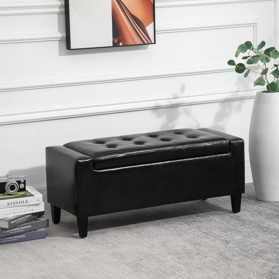 Homcom PU Leather Storage Ottoman Bench Storage Chest Tufted Ottoman ...