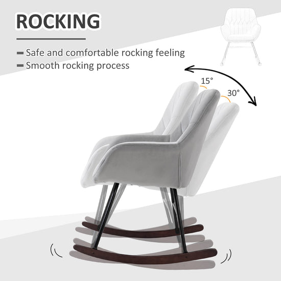Rocking Chair Reading Accent Armchair with Steel Frame Sponge Padded ...