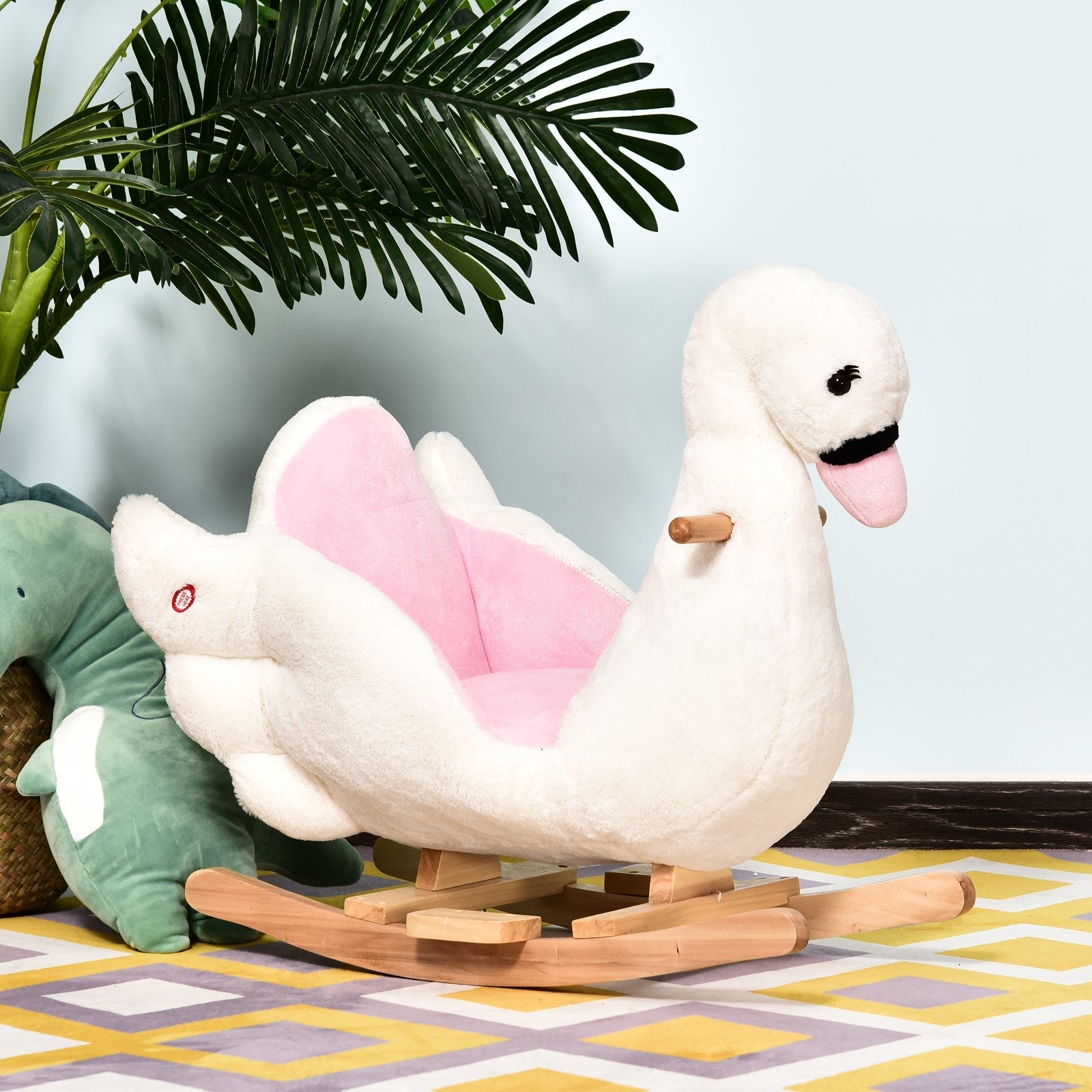 Swan Ride On Rocking Horse With Safety Seat 18+ Months White & Pink by ...