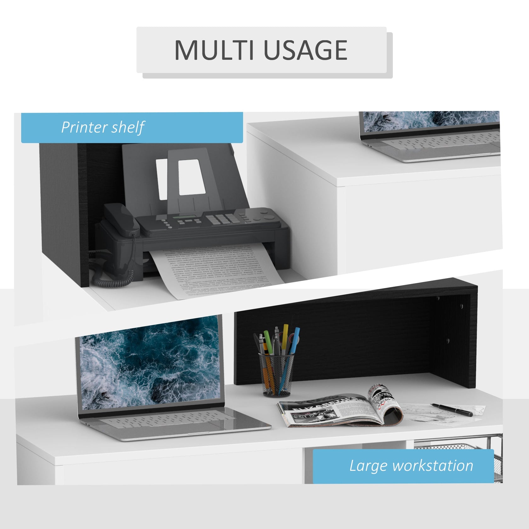 Computer Writing Desk Study Table Modern Home Office Workstation with ...